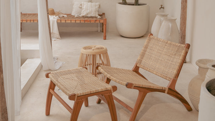 Sumba Teak Rattan Foot Stool | Rattan Chairs Furniture | Spirit Trader ...